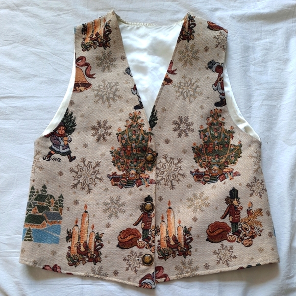 dion | Tops | Vintage Vest Facets Santa Christmas Tree | Poshmark